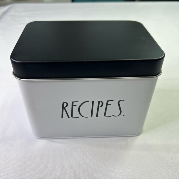 Rae Dunn | Kitchen | Rae Dunn Black And White Tin Recipe Box With ...